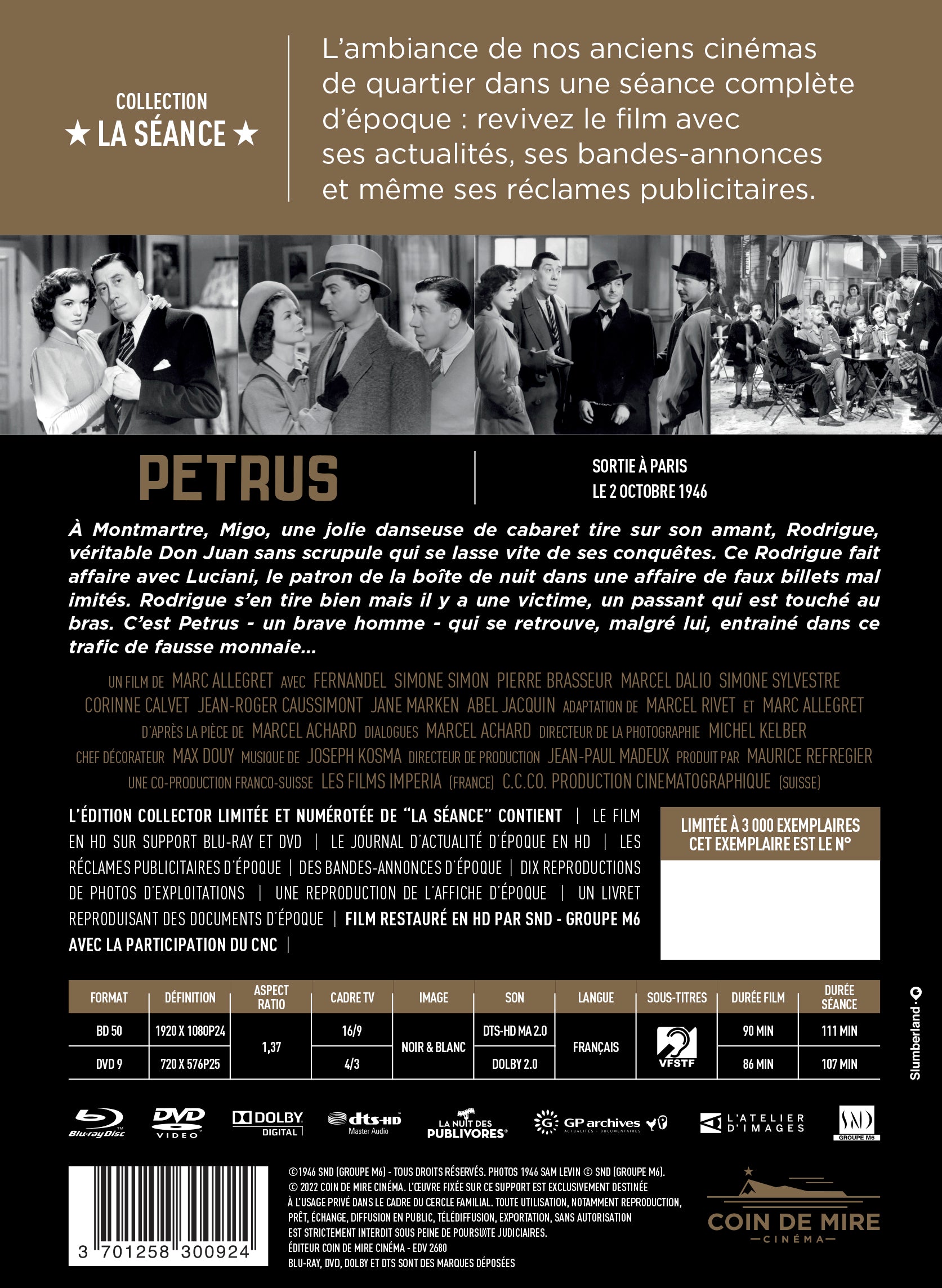 PETRUS un film de 1946, comédie avec Fernandel se passant à Paris dans le milieu des petits ...